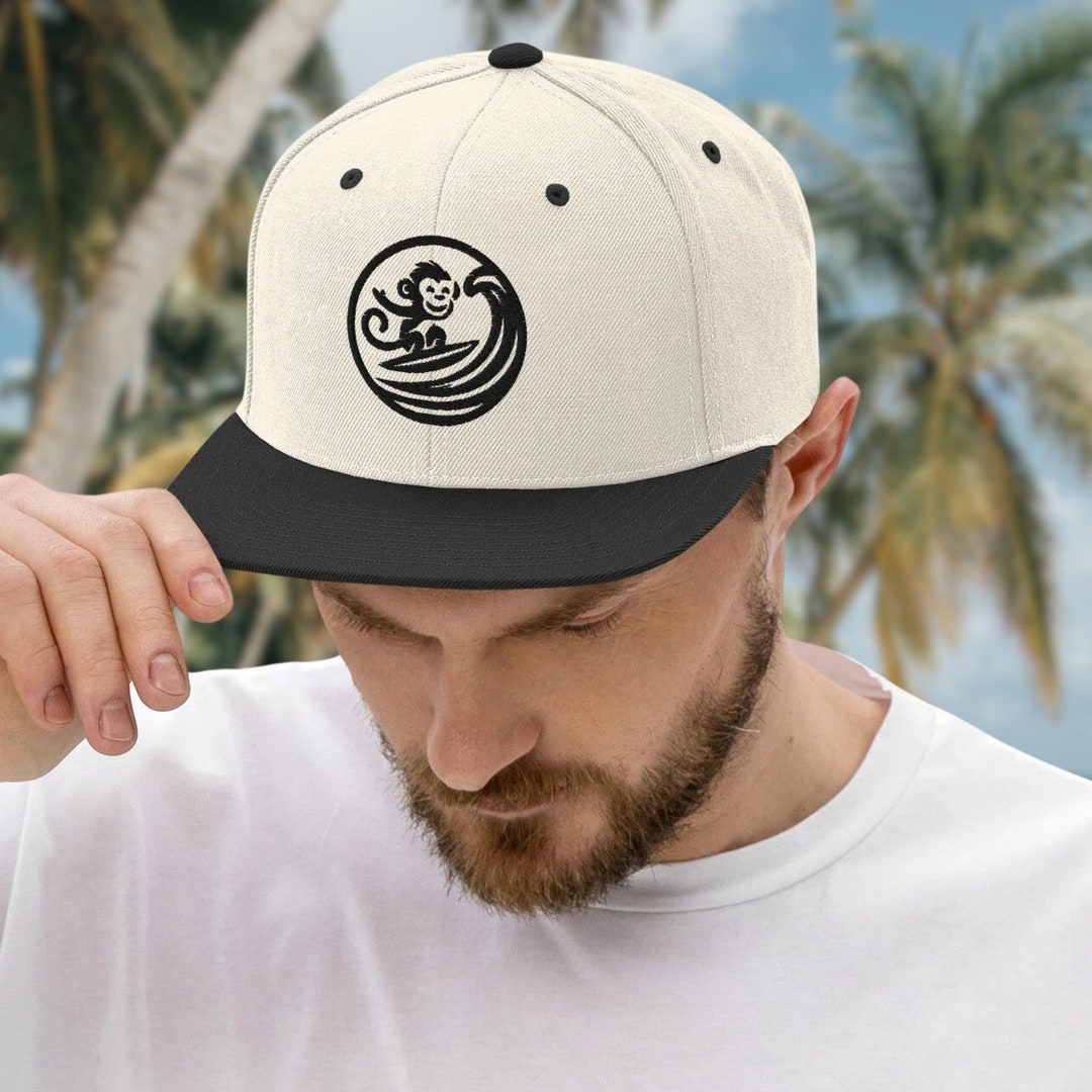 Surfing Monkey Embroidered Snapback Hat: Beach Bum Vacation Gift - Etsy