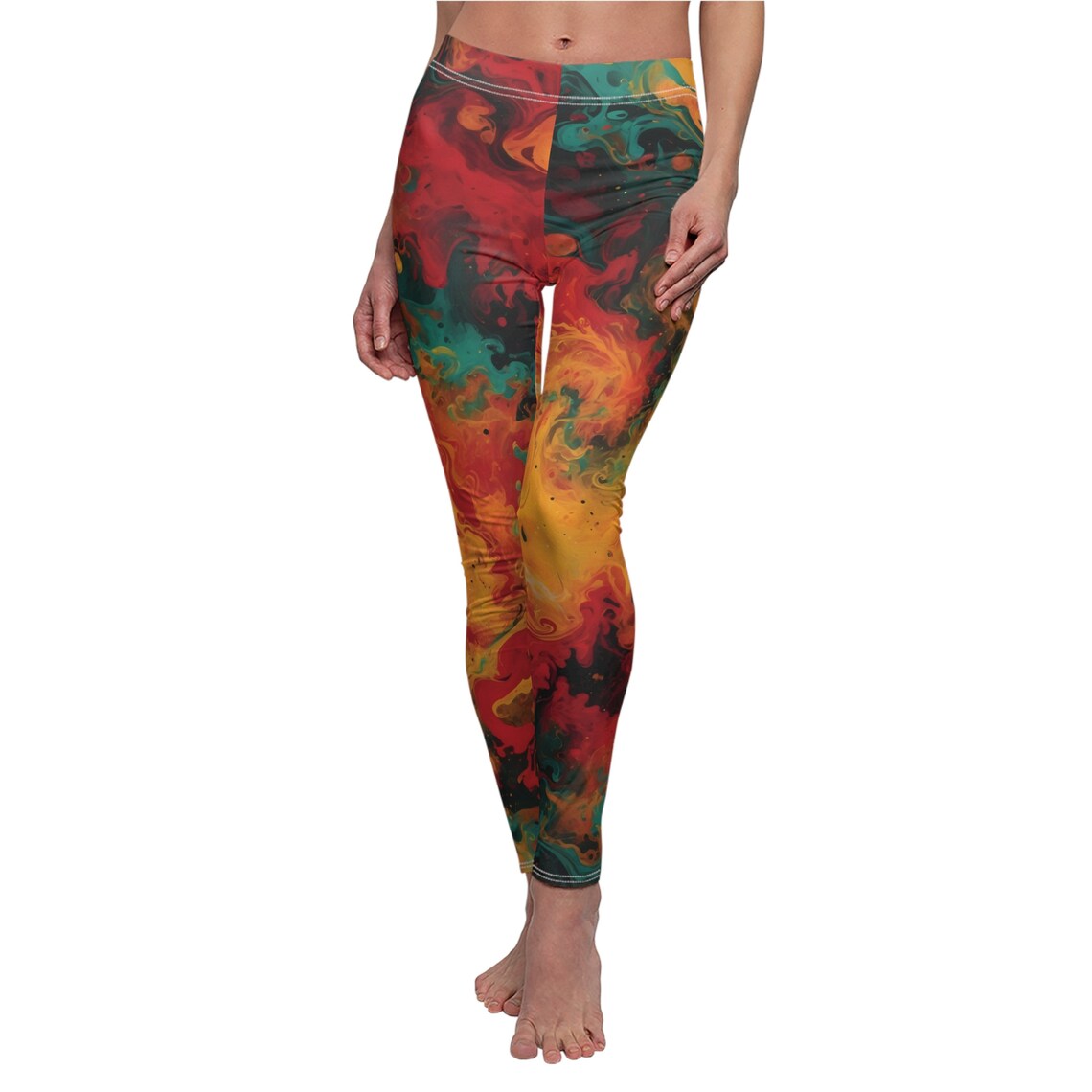 Crazy Psychedelic Colors Yoga Pants, Colorful Hippie Fashion Women's ...