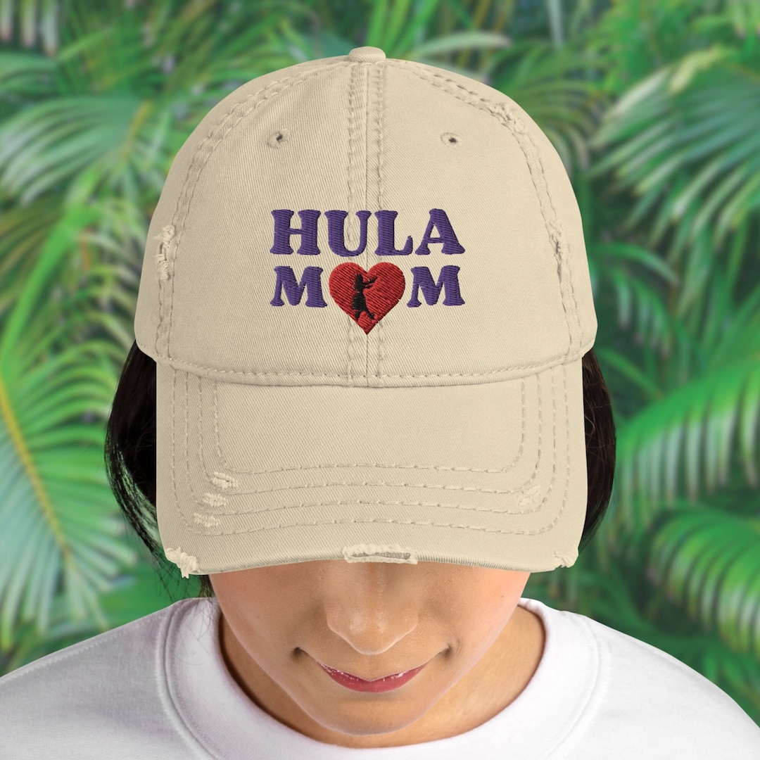 Distressed Dad Hat for the Hula Mom, Embordered Design With Heart ...