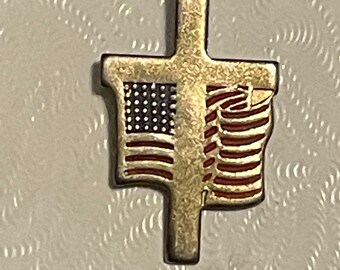 Antique Flag and Cross Pin - Etsy