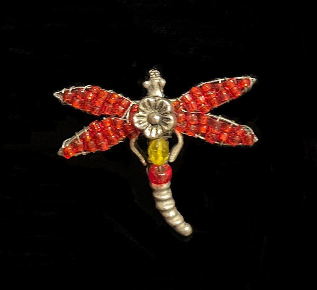 Dragonfly Brooch Pewter Insect Brooch With Red Wings - Etsy