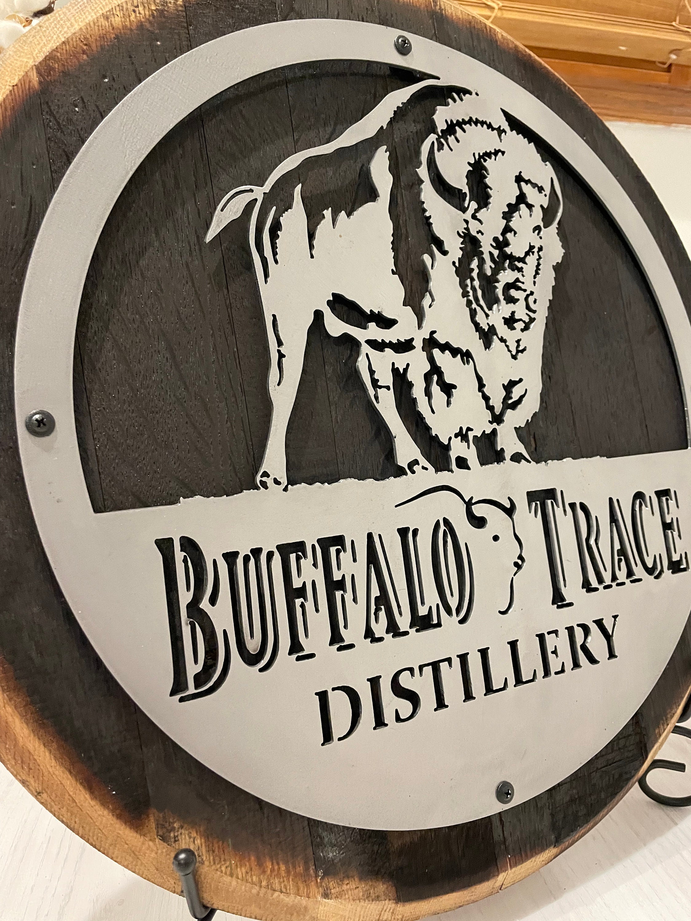 Distillery Barrel Head With Metal Sign - Etsy