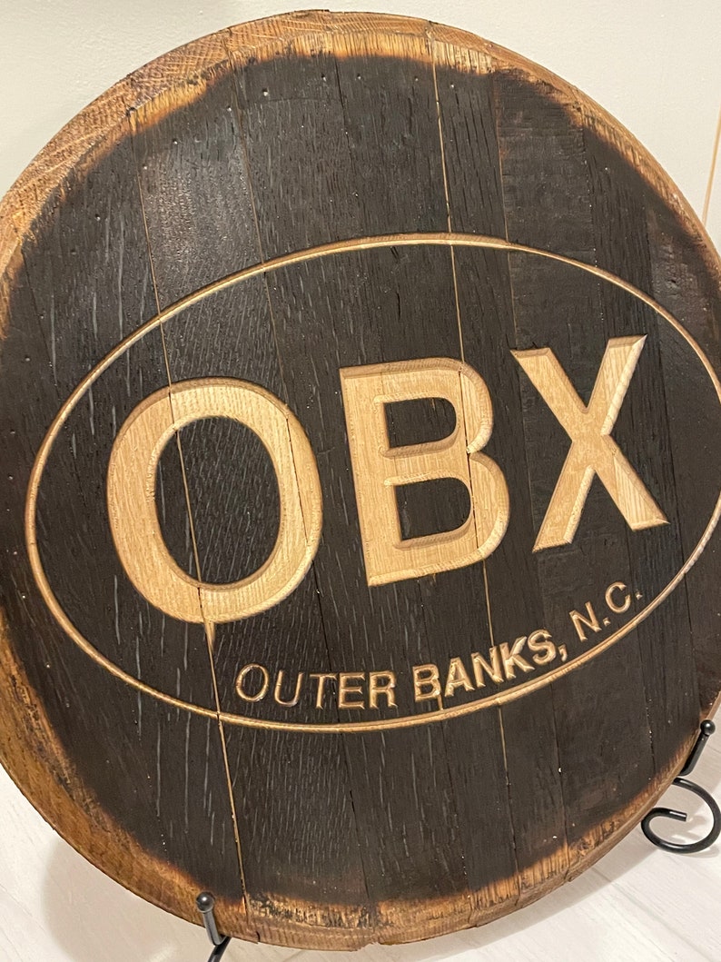 OBX Outer Banks Bourbon Barrel Head Sign - Etsy