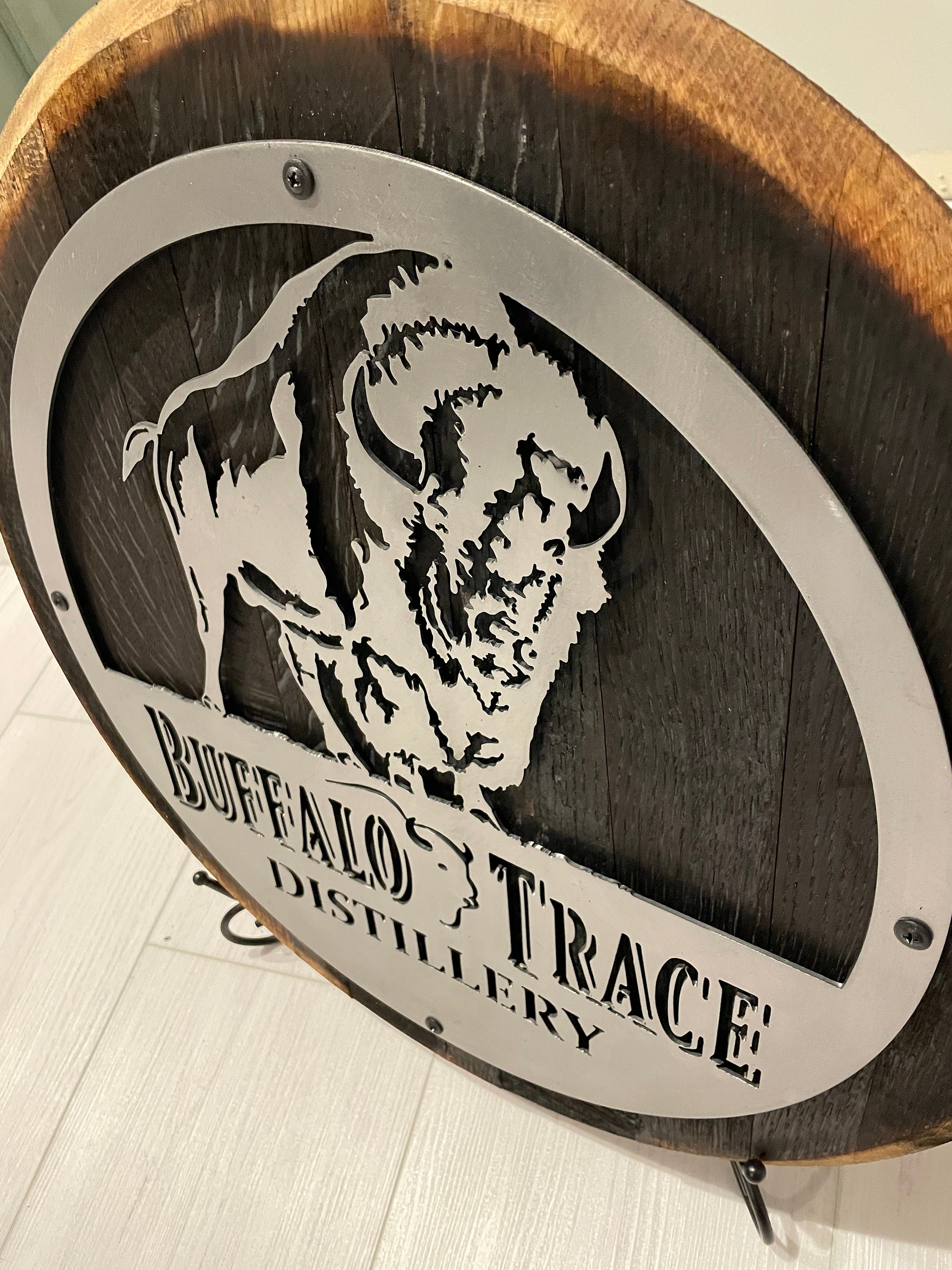 Distillery Barrel Head With Metal Sign - Etsy