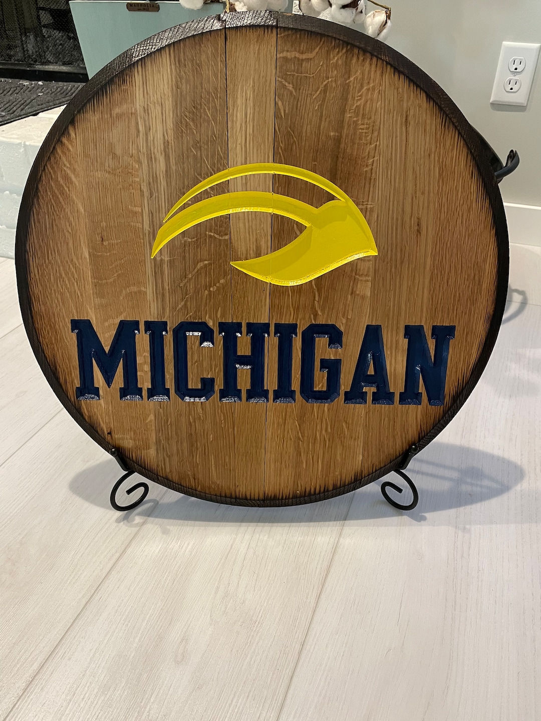 Michigan Wolverine CNC Carved Bourbon Barrel Head- Barrel Head Sign - Etsy