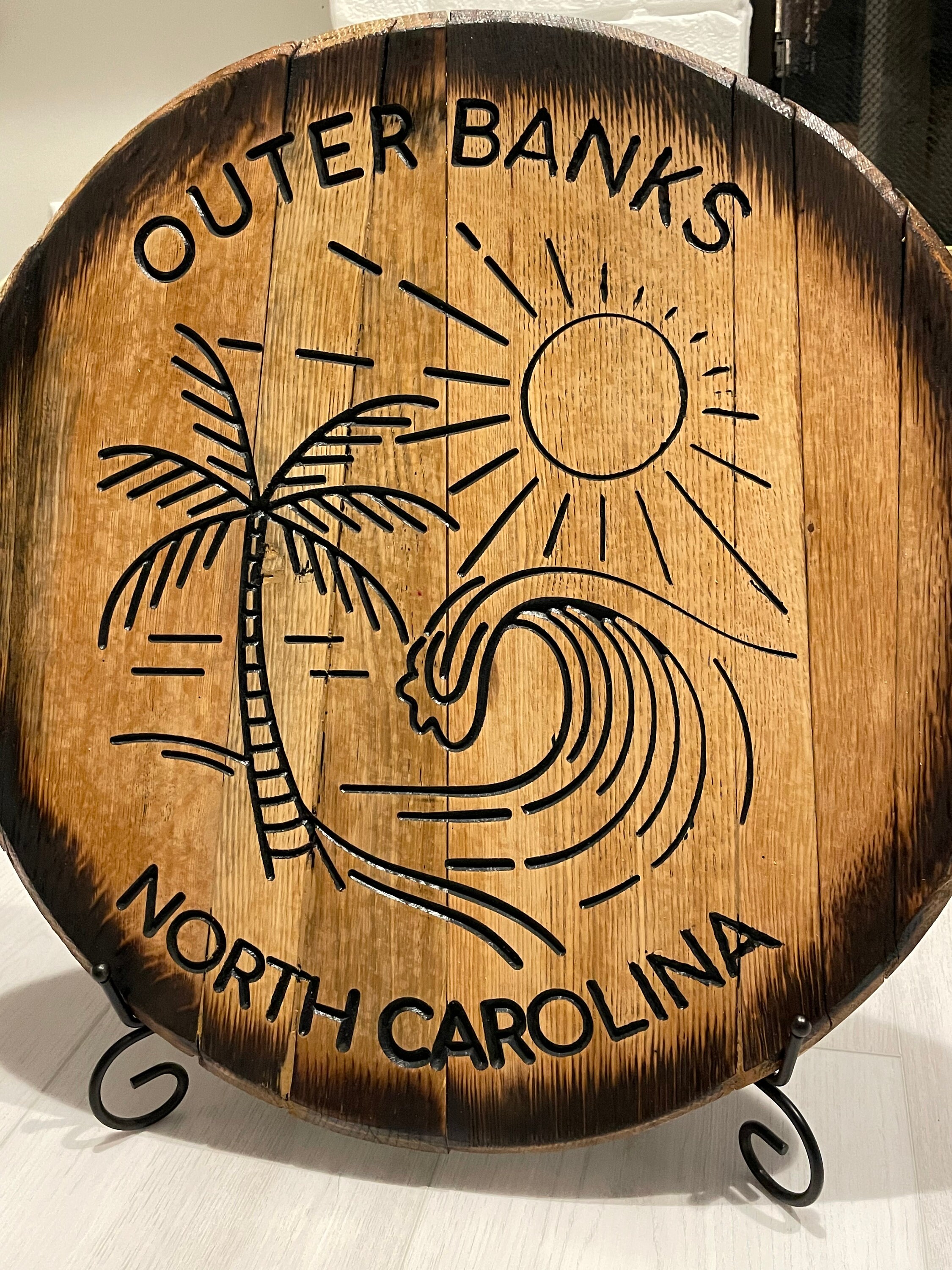 Outer Banks OBX Bourbon Barrel Head Sign - Etsy