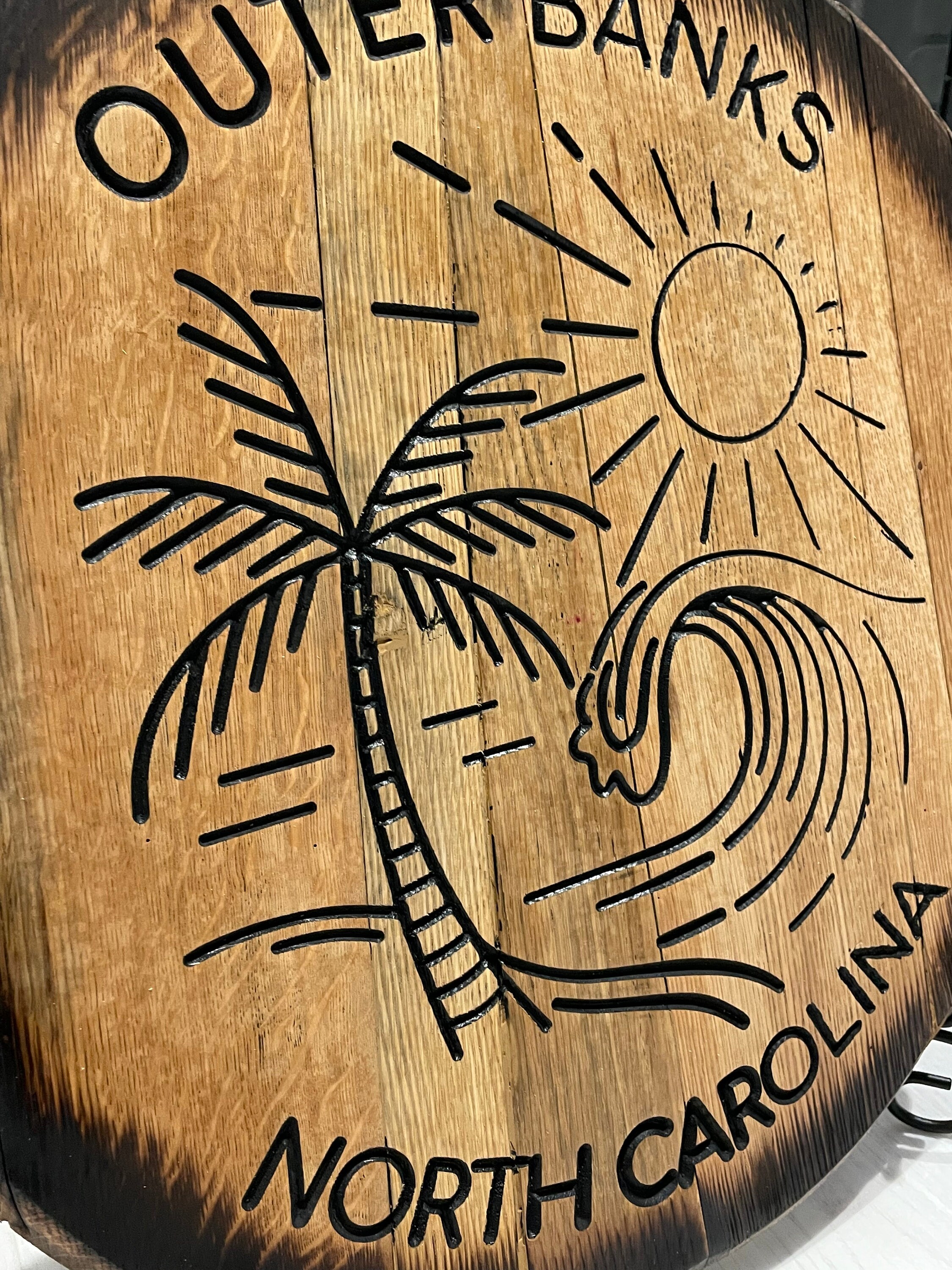 Outer Banks OBX Bourbon Barrel Head Sign - Etsy