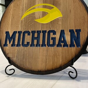 Michigan Wolverine CNC Carved Bourbon Barrel Head- Barrel Head Sign - Etsy