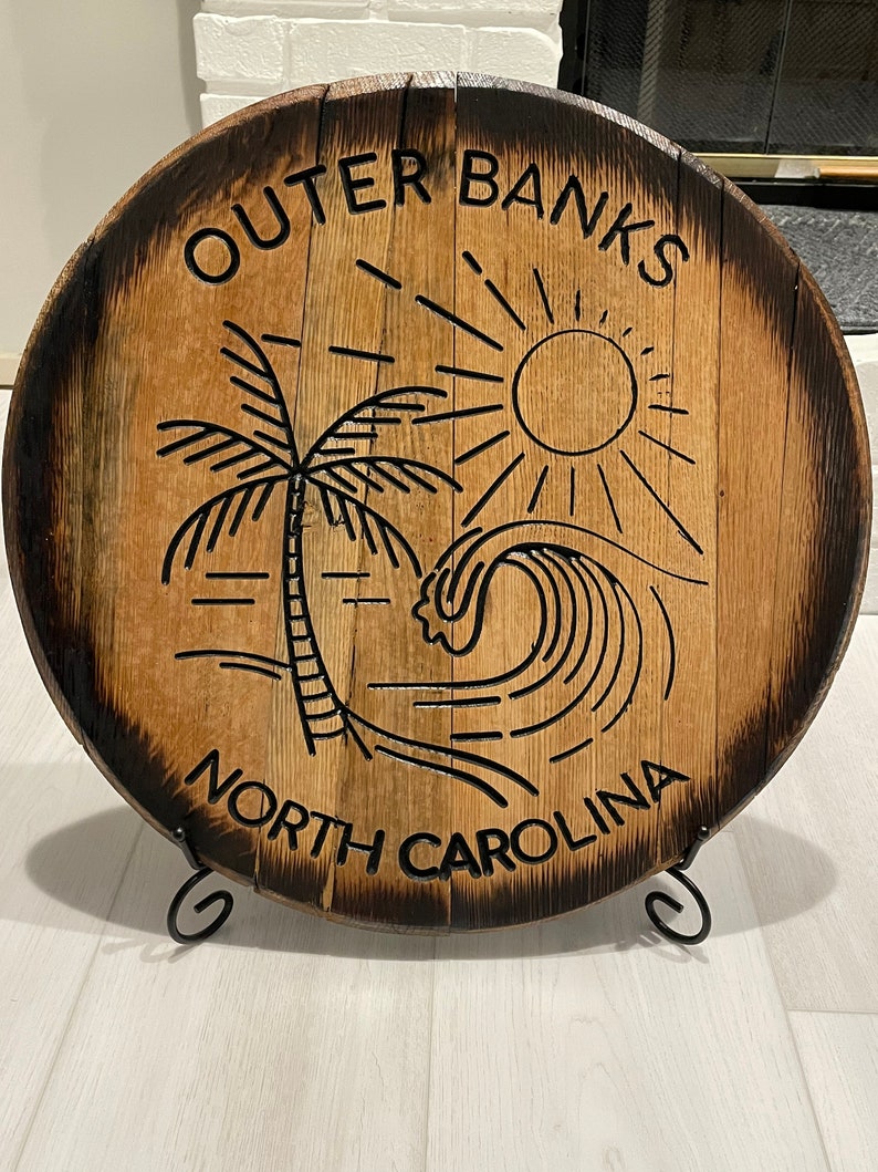 Outer Banks OBX Bourbon Barrel Head Sign - Etsy