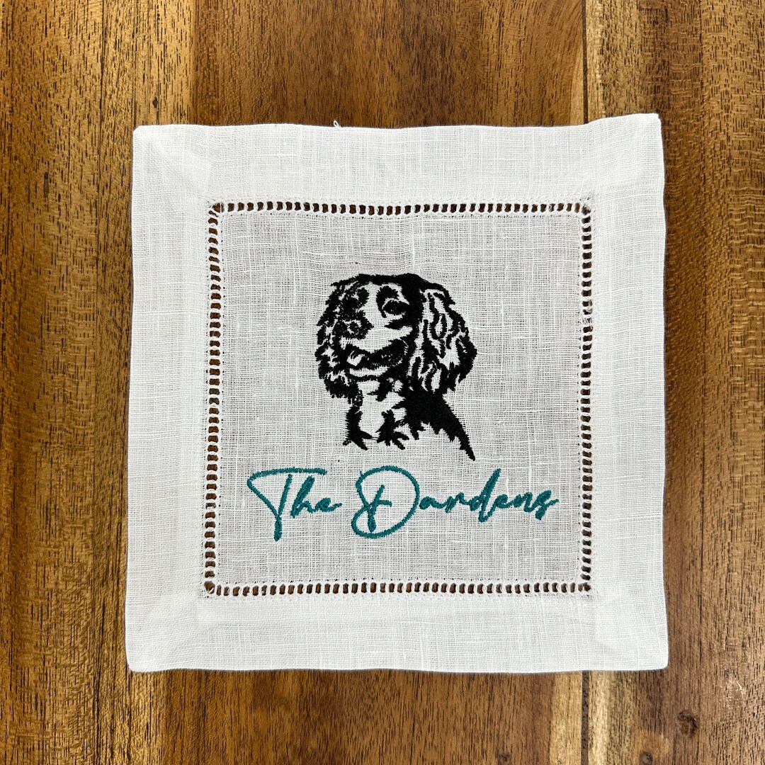 Embroidered Boykin Spaniel Dog Cocktail Linen Napkins, Embroider Puppy ...