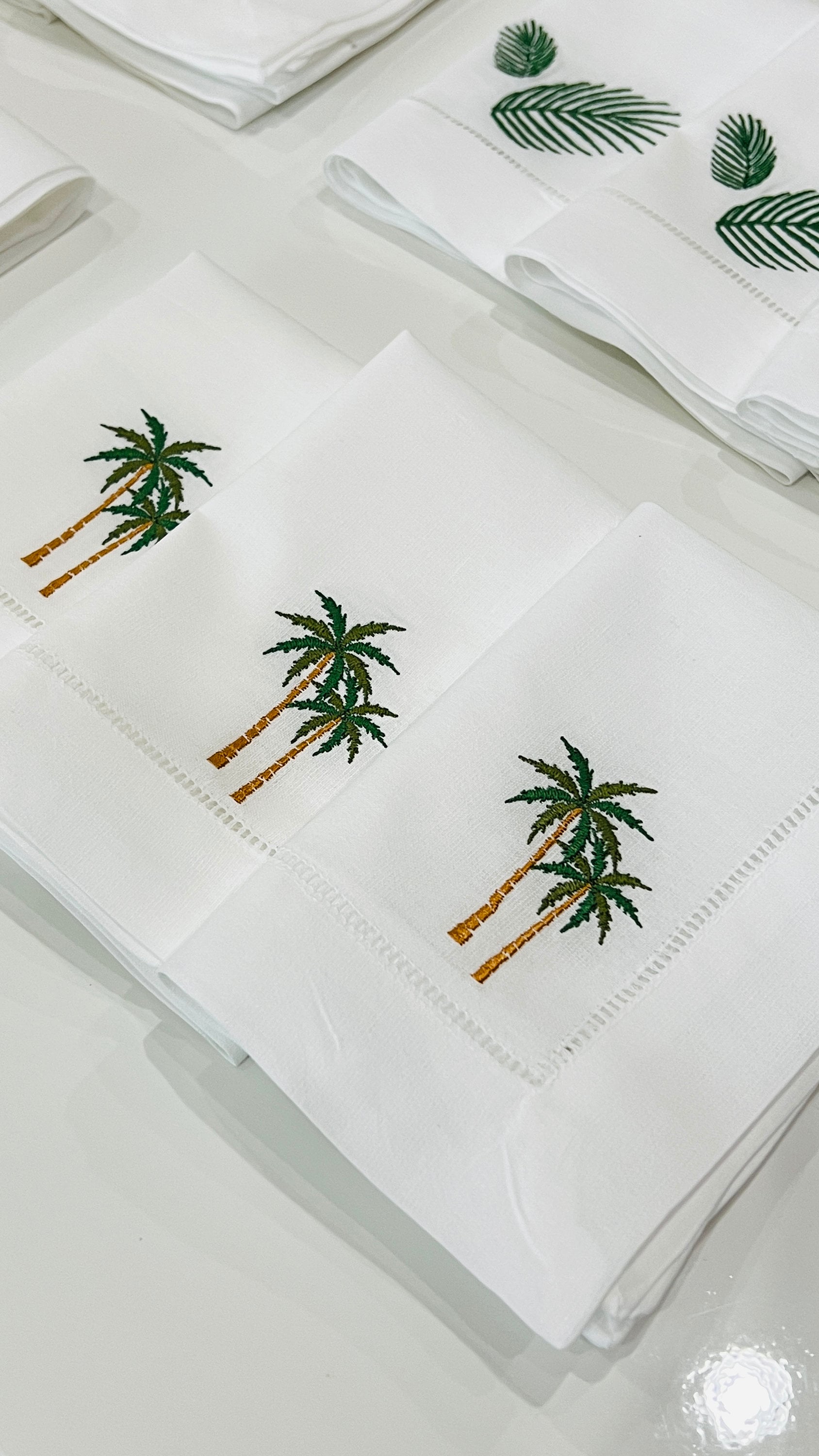 Embroidered Tropical Palm Trees Linen Placemat, Yacht Linen Placemat ...