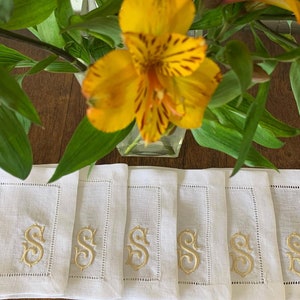 Embroidered Custom Logo Cocktail Linen Napkin, Monogram Linen Napkin ...