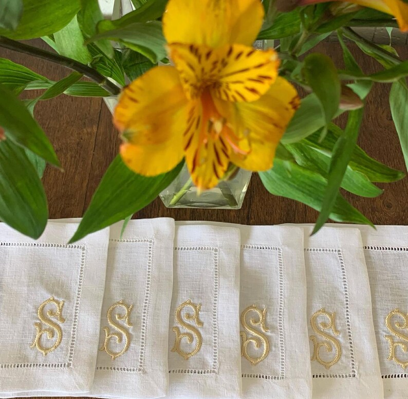 Embroidered Custom Logo Cocktail Linen Napkin Monogram Linen - Etsy