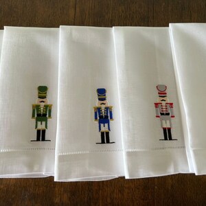 Embroidered Nutcracker Cocktail Napkin, Christmas Linen Napkins ...