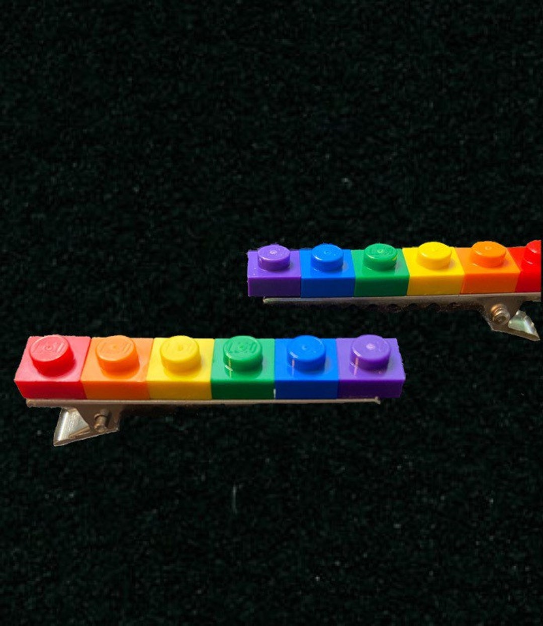 Rainbow Brick Alligator Hair Clips (set of 2) - Etsy