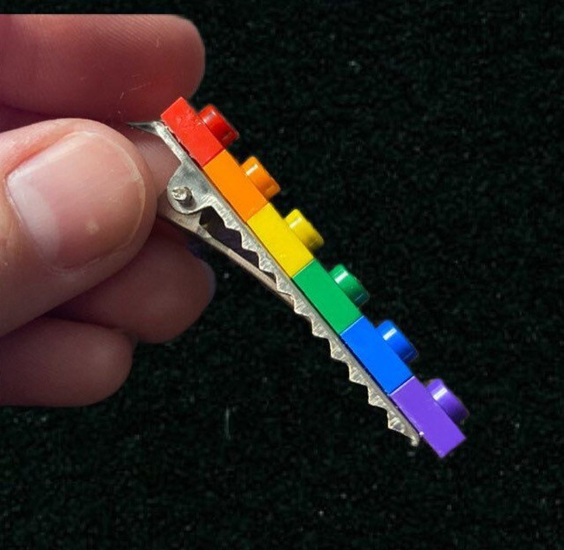 Rainbow Brick Alligator Hair Clips (set of 2) - Etsy