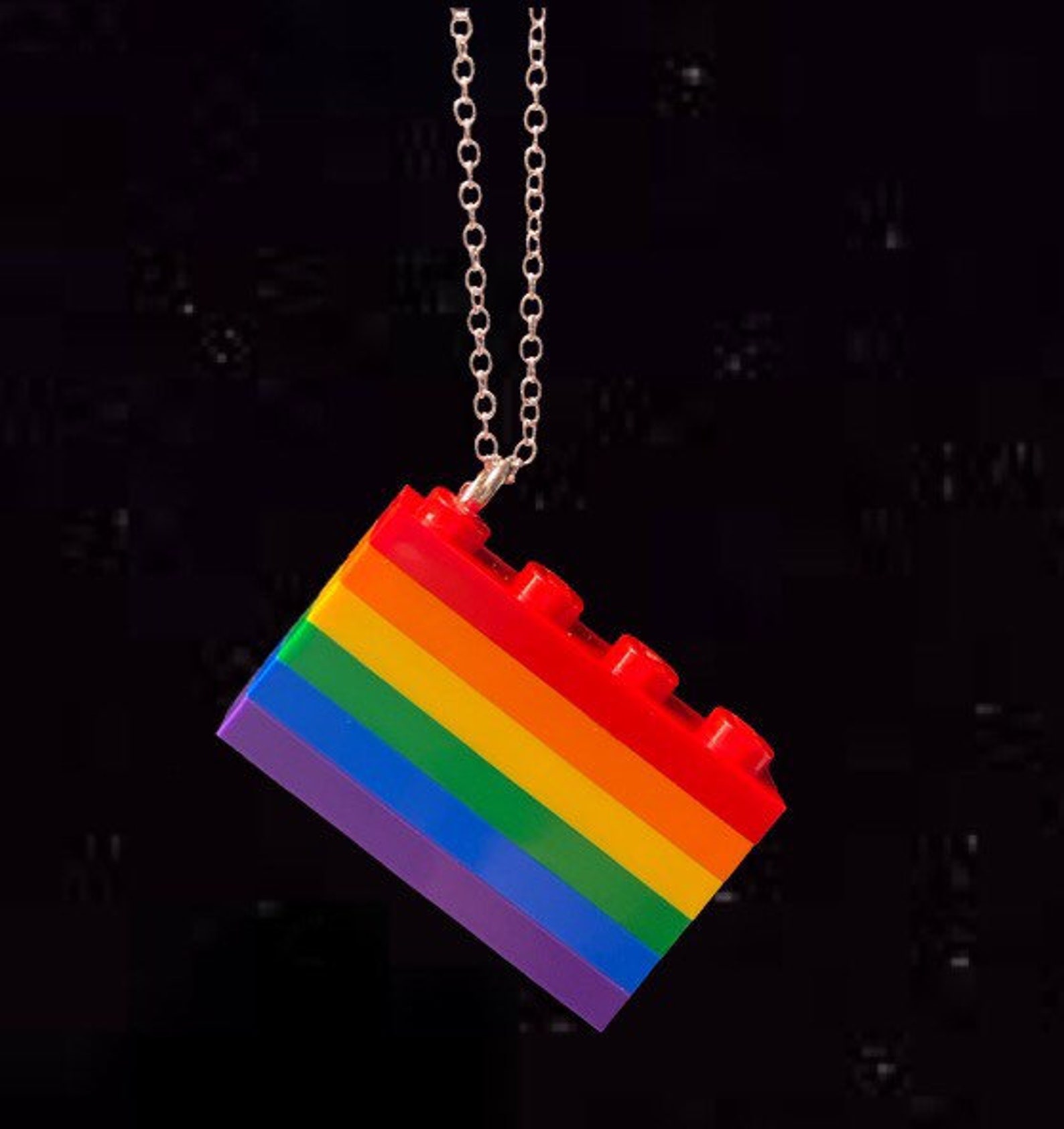 Rainbow Pride Flag Brick Necklace - Etsy