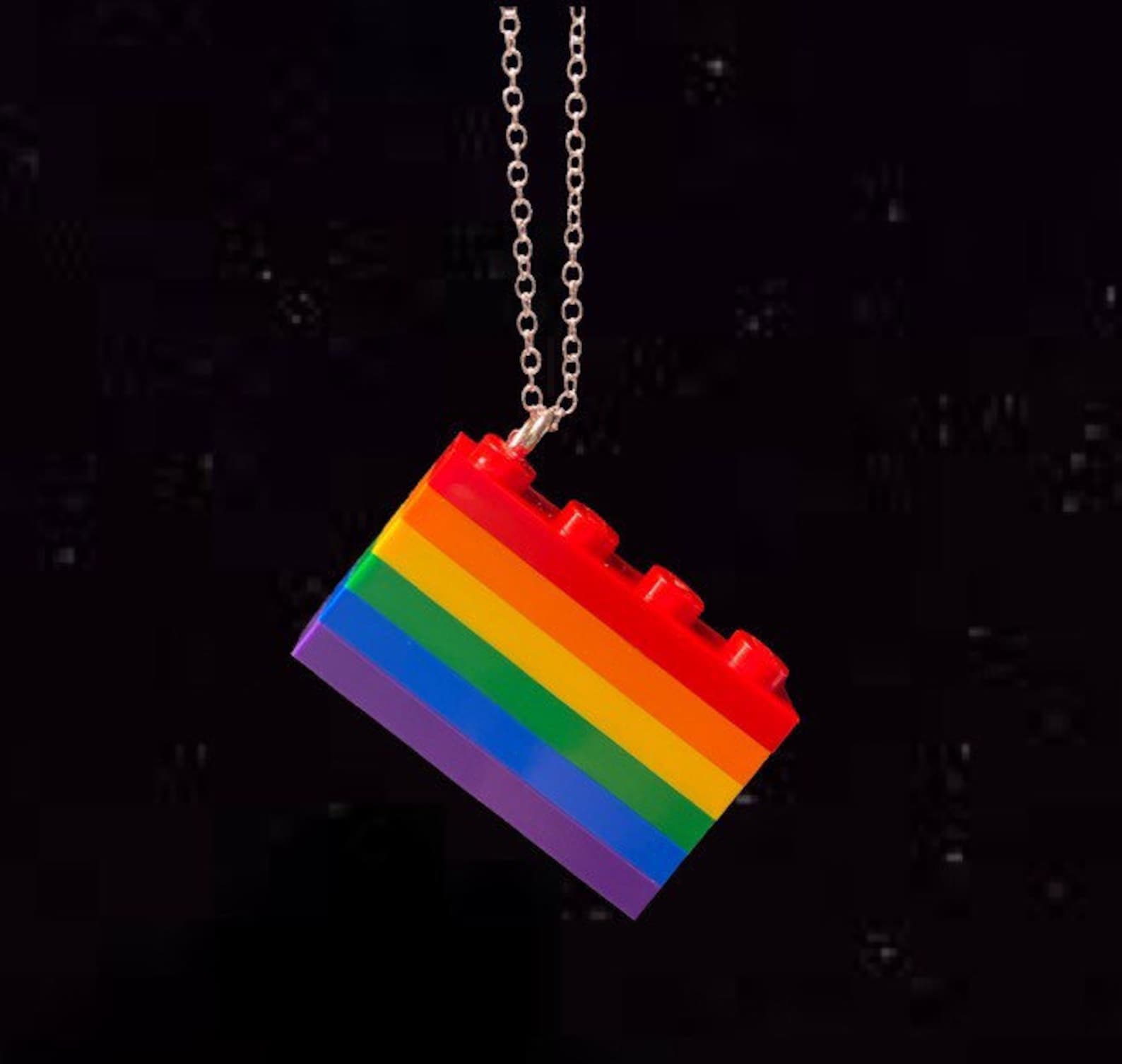 Rainbow Pride Flag Brick Necklace - Etsy