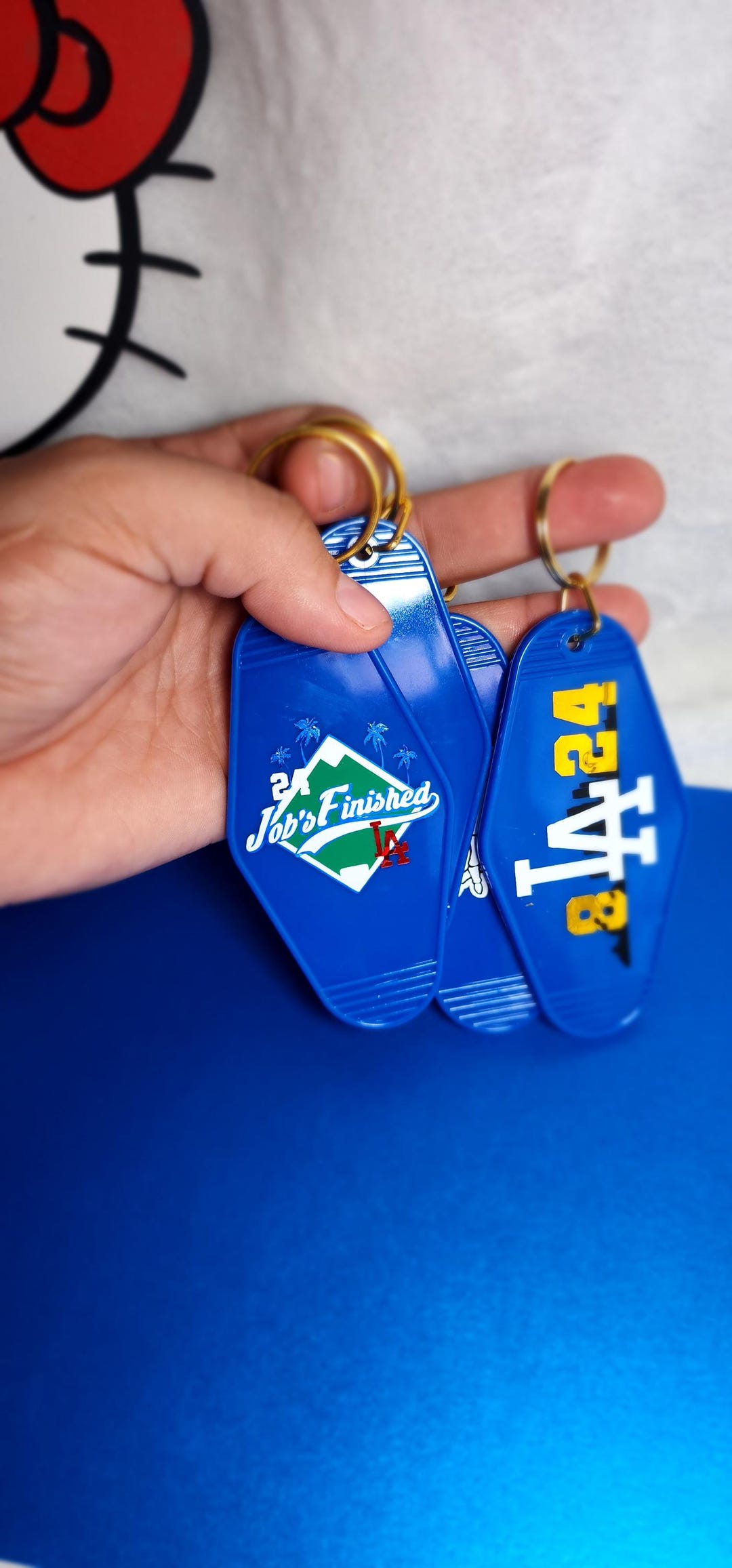 Motel Keychain, Retro Motel Keychain, Blue Keychain, Baseball Theme ...