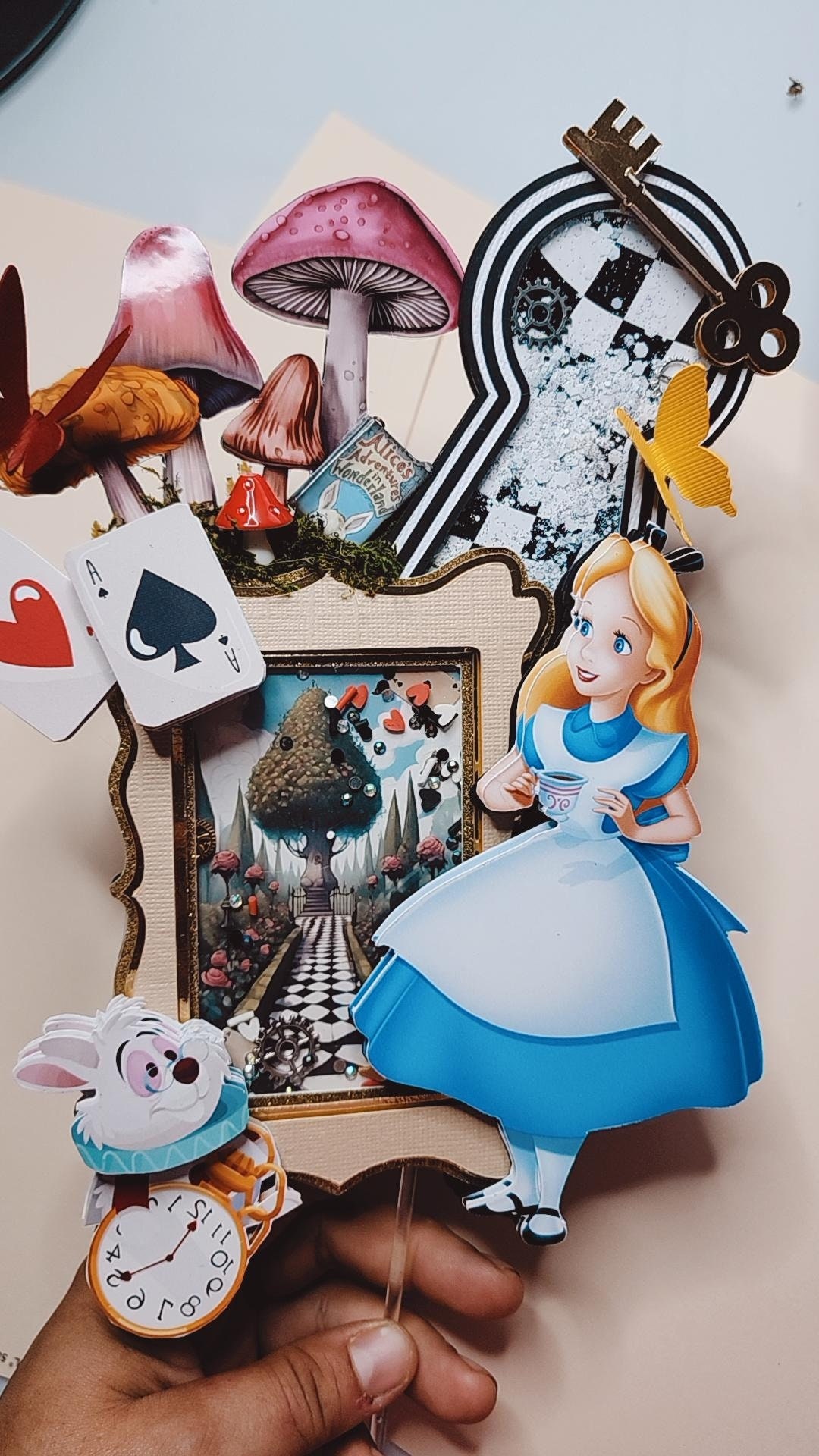 Girl in Wonderland Cake Topper, Playing Cards Cake Topper, Wonderland ...