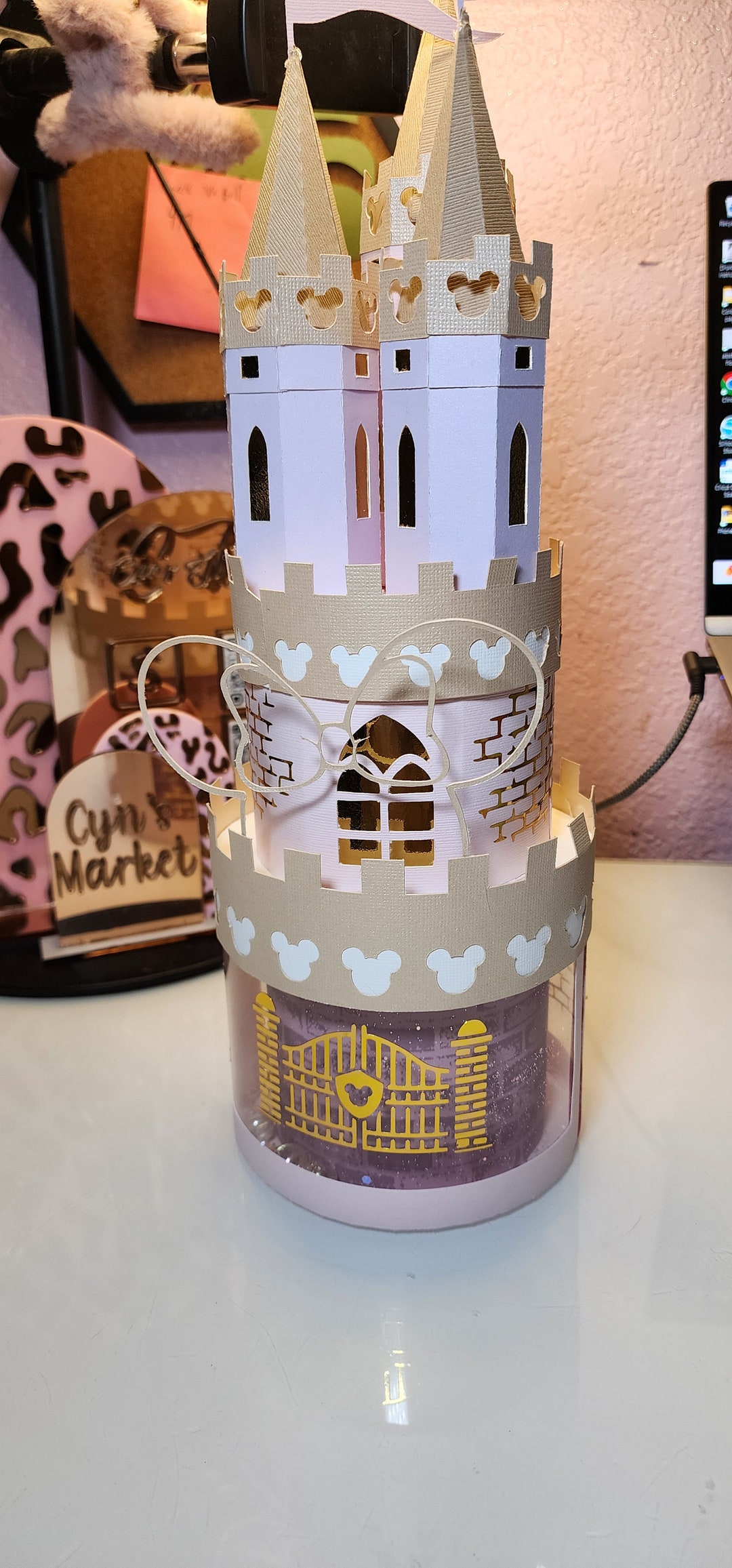 Pink Castle, Mouse Girl Punk Castle, Centerpiece Castle Decor, Pink ...