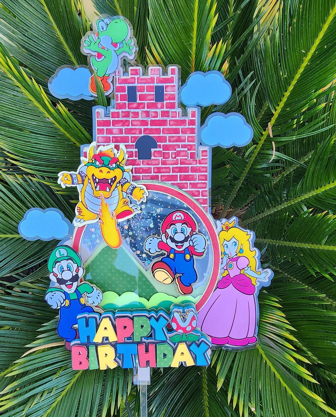 Personalized Super Mustache Bros Cake Topper, Super Castle Cake Topper ...