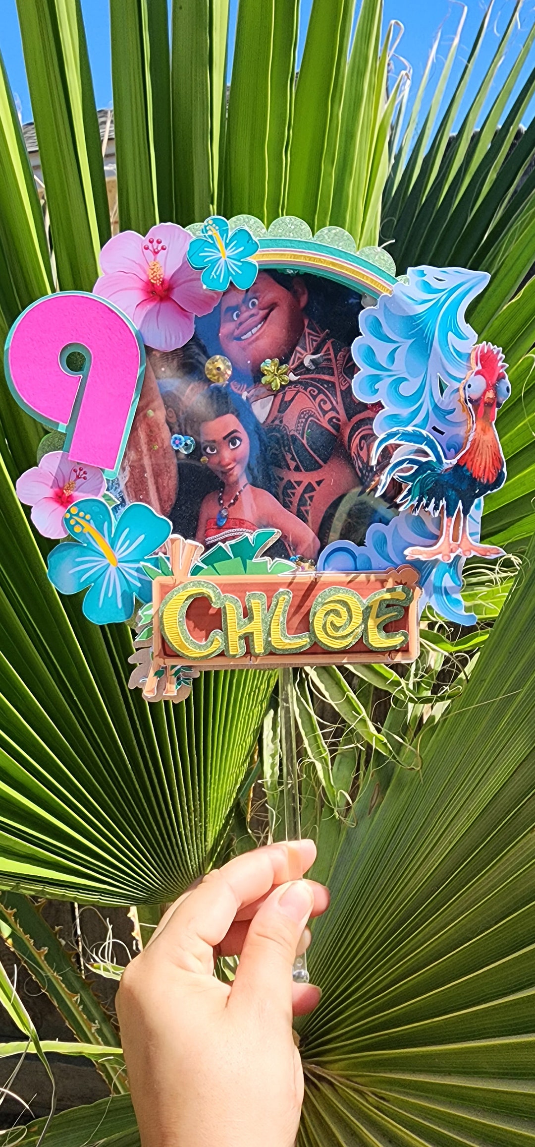 Maui Cake Topper, Maui Birthday Cake Topper, Blue and Pink Island Girl ...