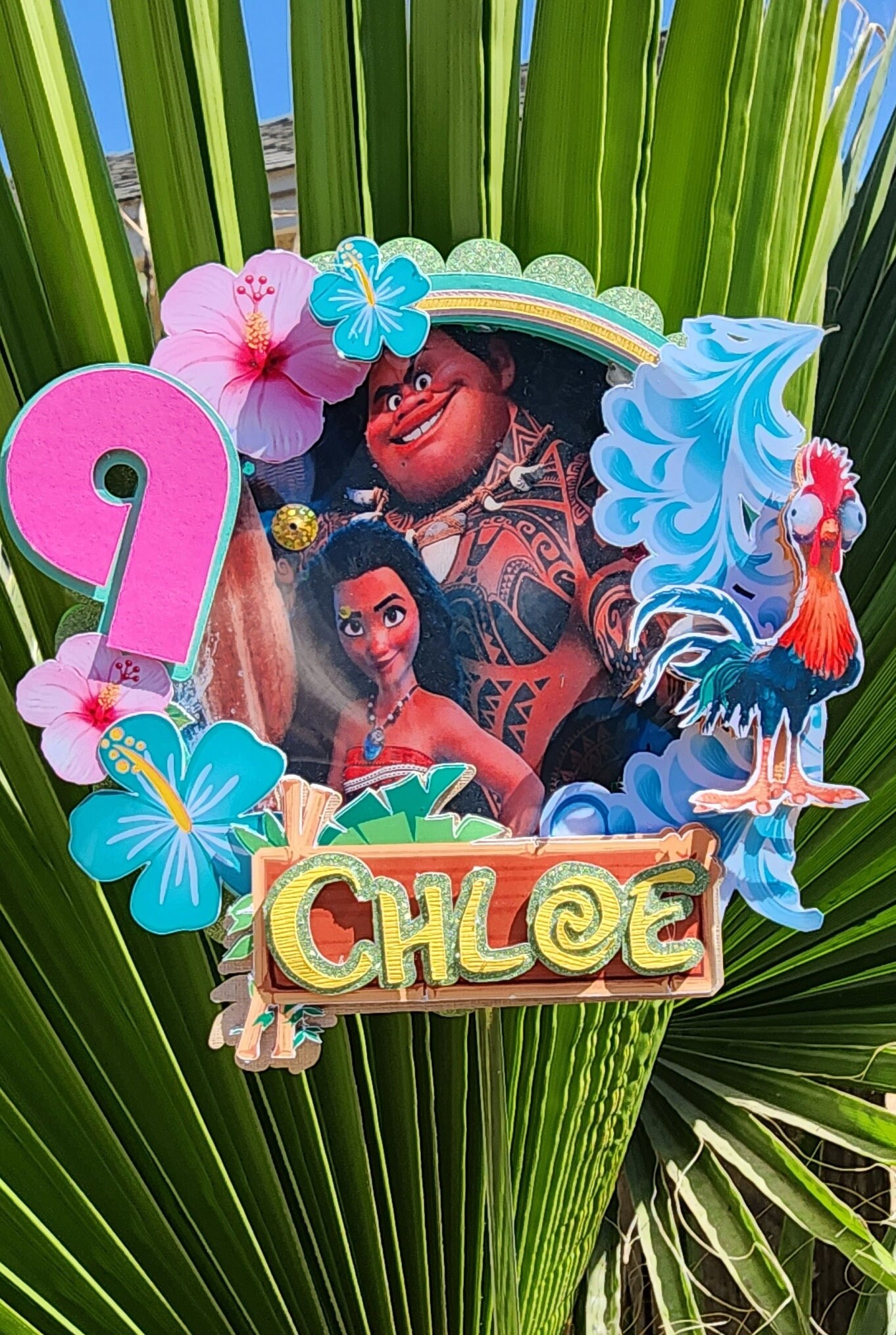 Maui Cake Topper, Maui Birthday Cake Topper, Blue and Pink Island Girl ...