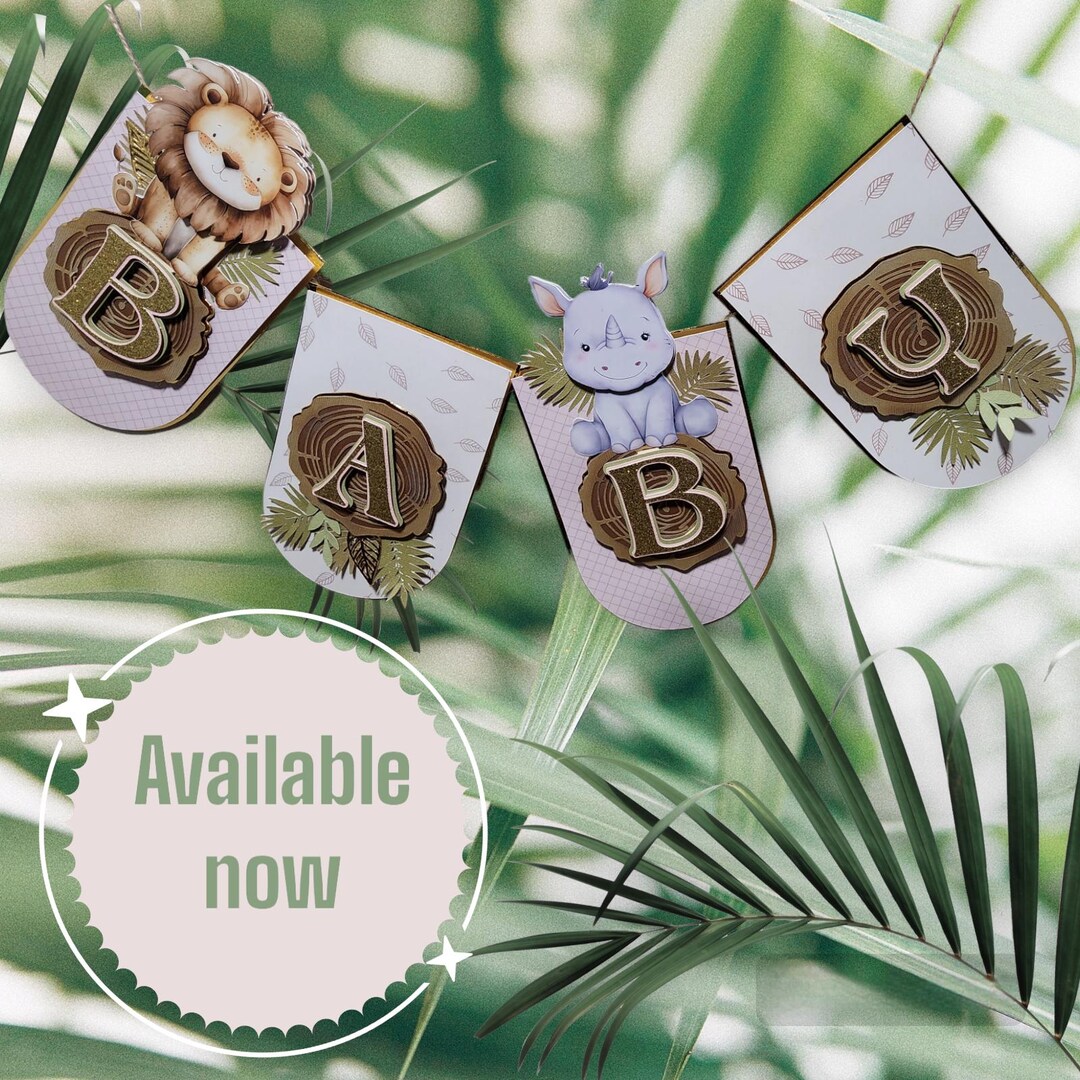 Baby Animal Banner, Safari Baby Animals, Safari Theme Party Banner ...