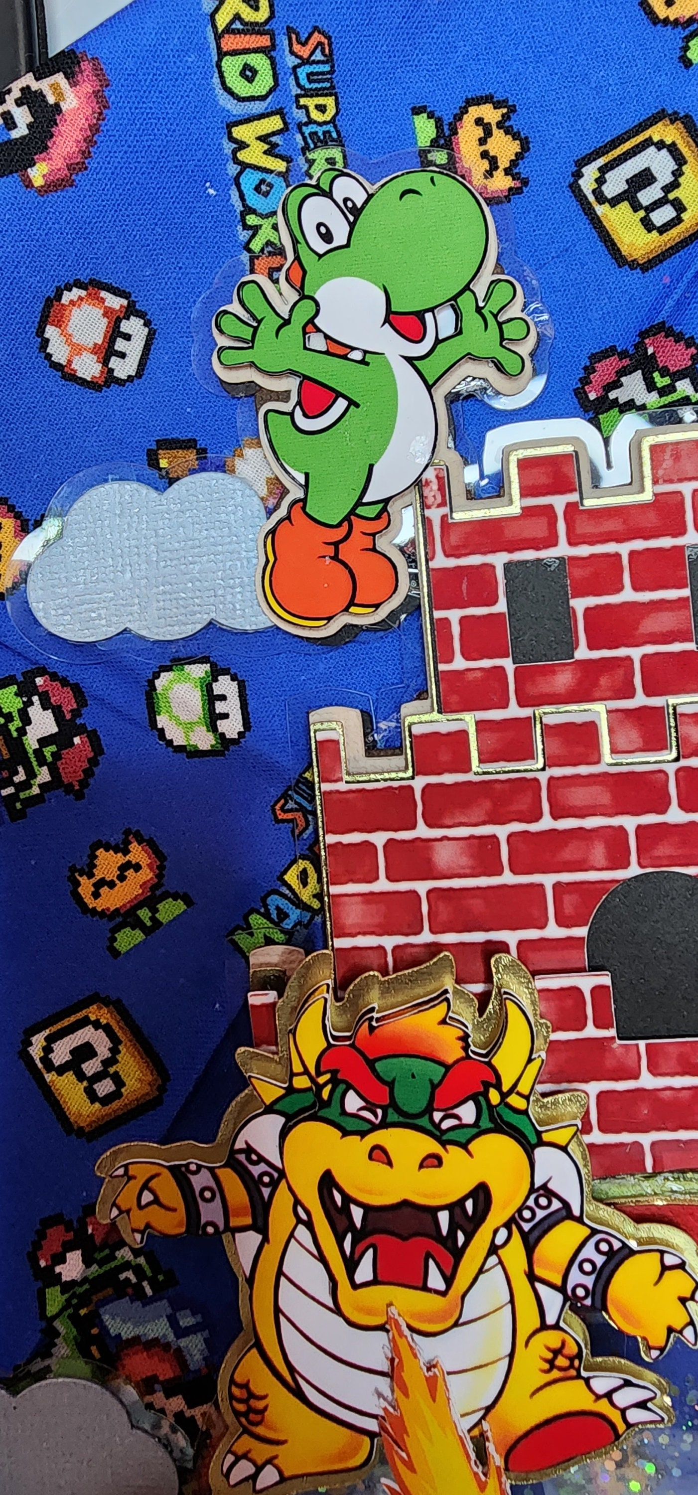 Personalized Super Mustache Bros Cake Topper, Super Castle Cake Topper ...