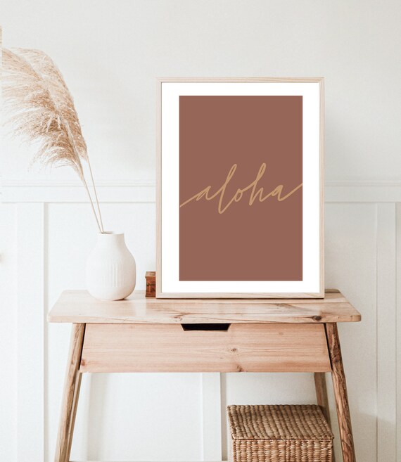 Aloha Script Art Boho Hawaii Digital Download Aloha Wall - Etsy