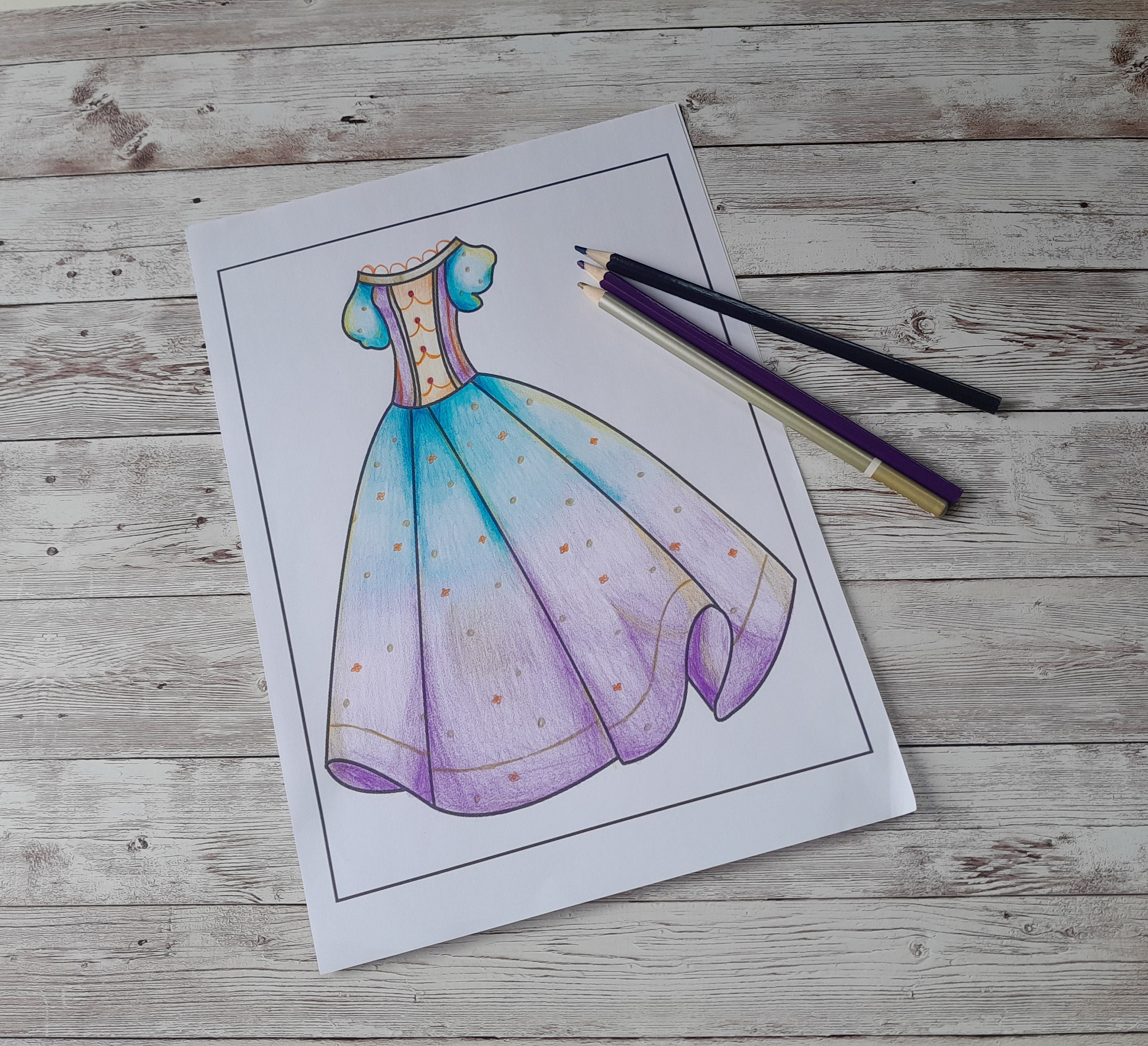 16 Princess Dresses Printable PDF Colouring Pages -ball Gowns to ...
