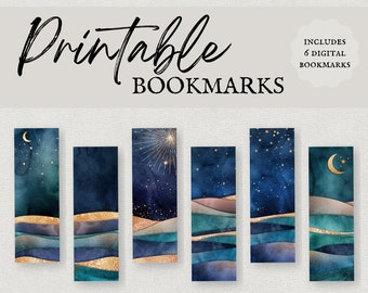 Set of 6 Digital Hello Fall Watercolor Bookmarks, Digital Product ...