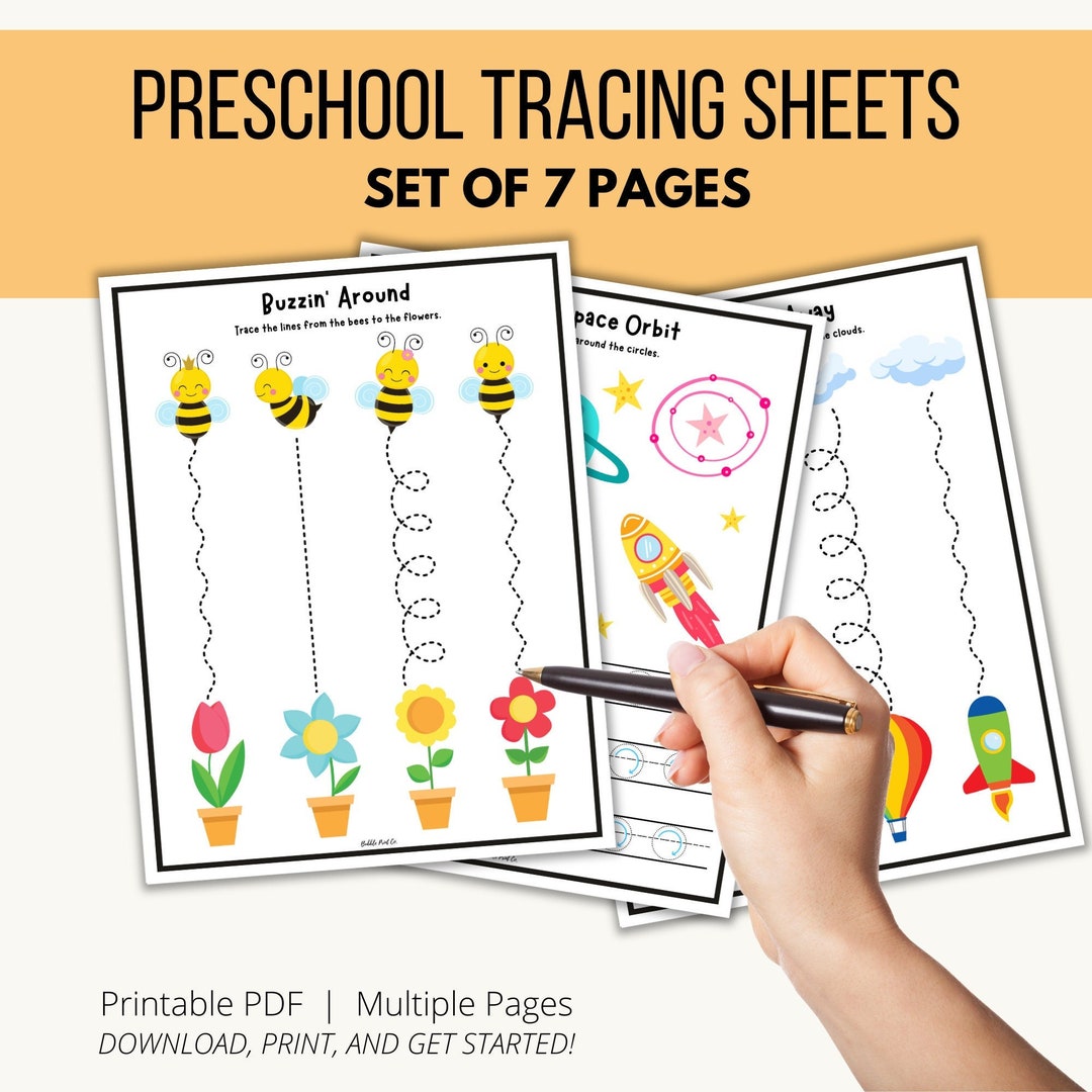 Digital Preschool Tracking Sheets, Set of 7 Pages, Prewriting ...