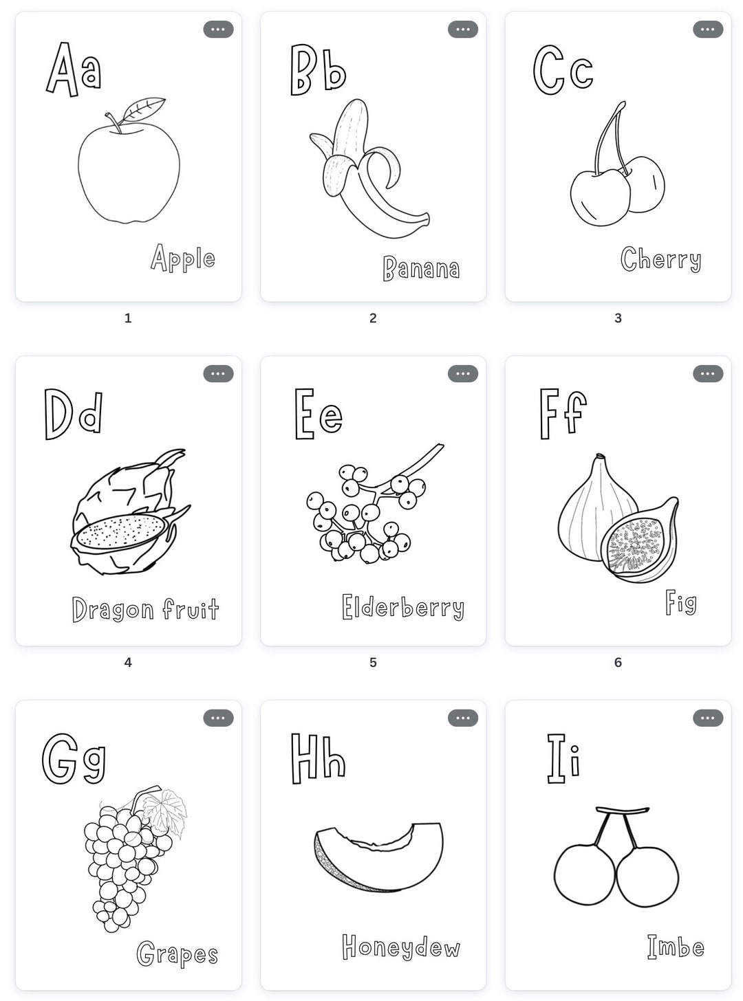 26 Alphabet Coloring Pages Fruits ABC ABC Coloring Book Printable ...