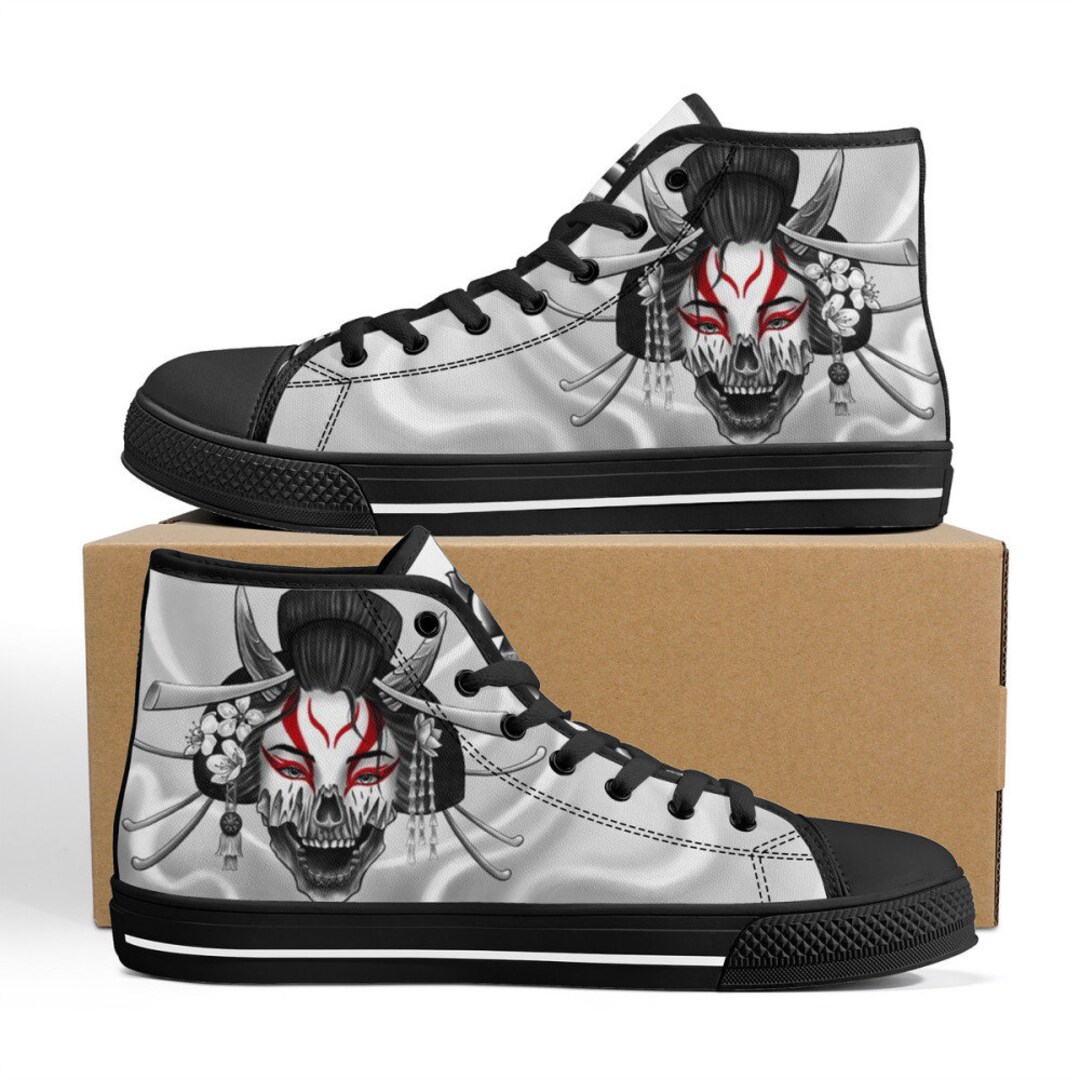 Geisha Mandala White High Top Converse Style Sneakers | Custom Shoes ...