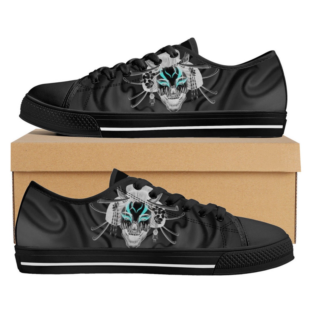 Geisha Mandala Black Low High Top Converse Style Sneakers | Custom ...