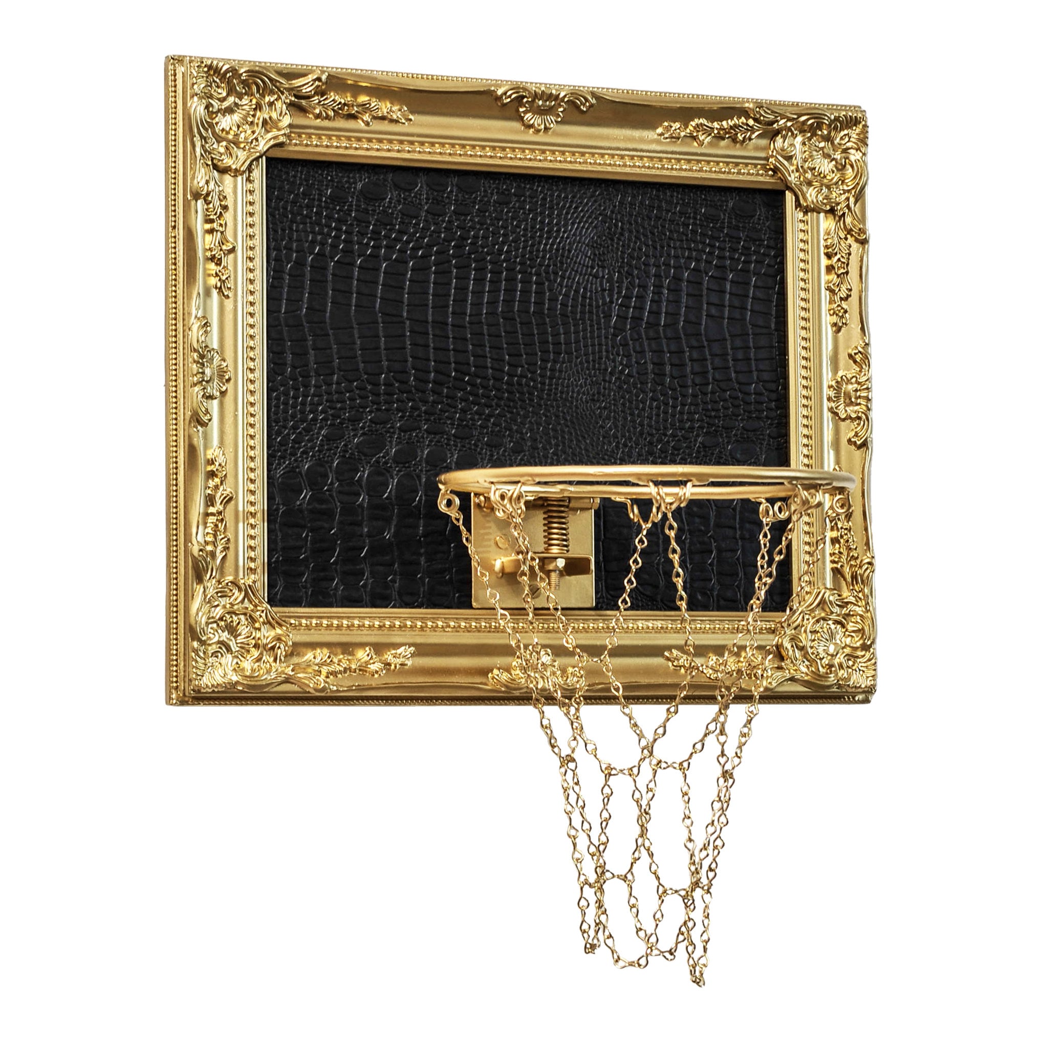Black Alligator Leather Mini Basketball Hoop: Gold Chain Net & Rim - Etsy