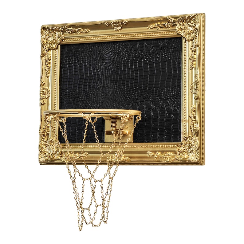 Black Alligator Leather Mini Basketball Hoop: Gold Chain Net & Rim - Etsy