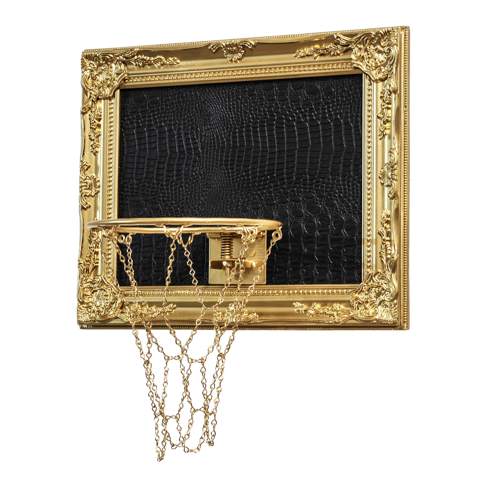 Black Alligator Leather Mini Basketball Hoop: Gold Chain Net & Rim - Etsy