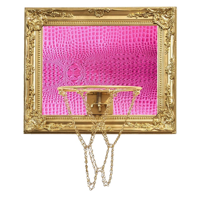 Pink Alligator Leather Mini Basketball Hoop: Gold Chain Net & Rim - Etsy
