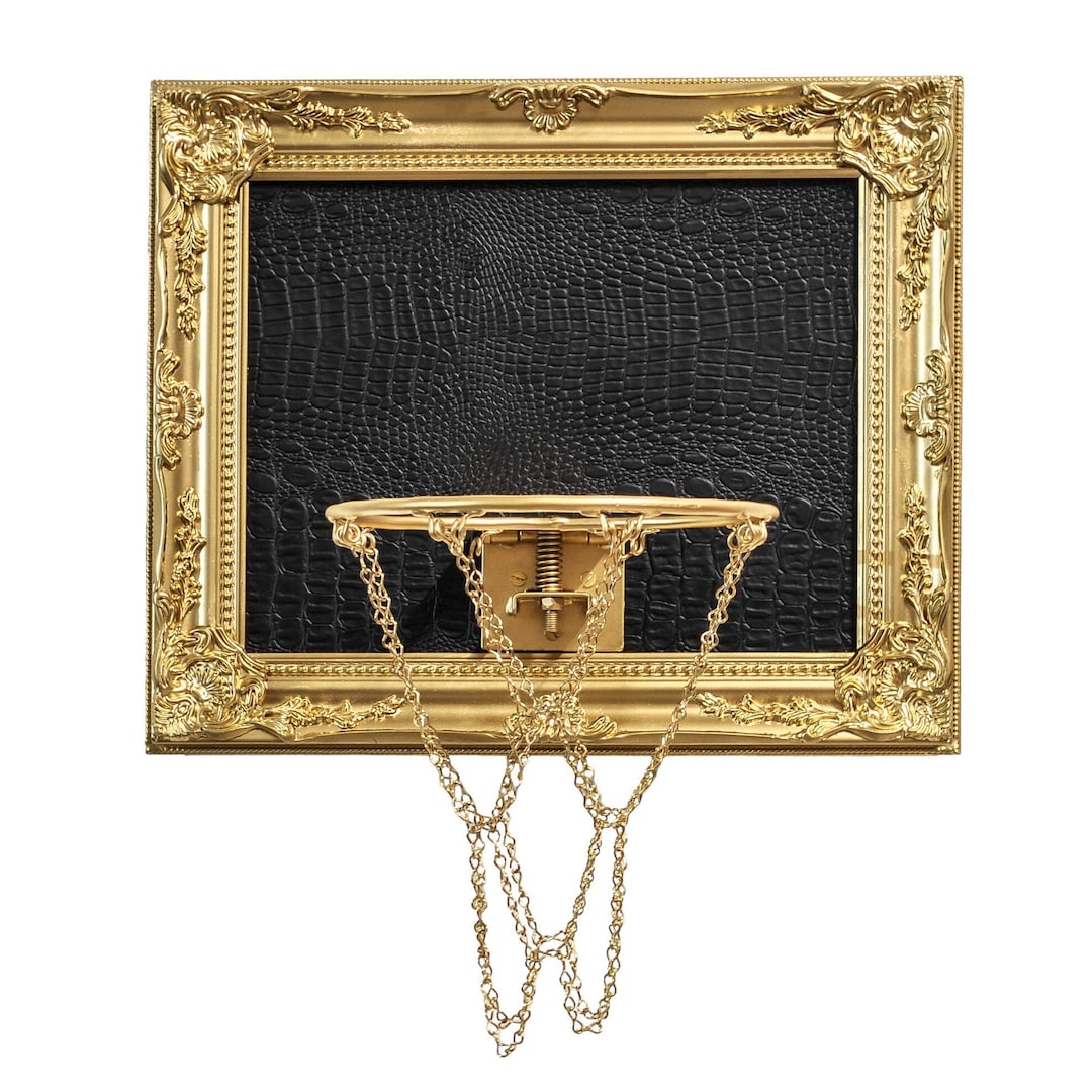 Black Alligator Leather Mini Basketball Hoop: Gold Chain Net & Rim - Etsy