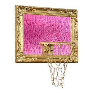 Pink Alligator Leather Mini Basketball Hoop: Gold Chain Net & Rim - Etsy