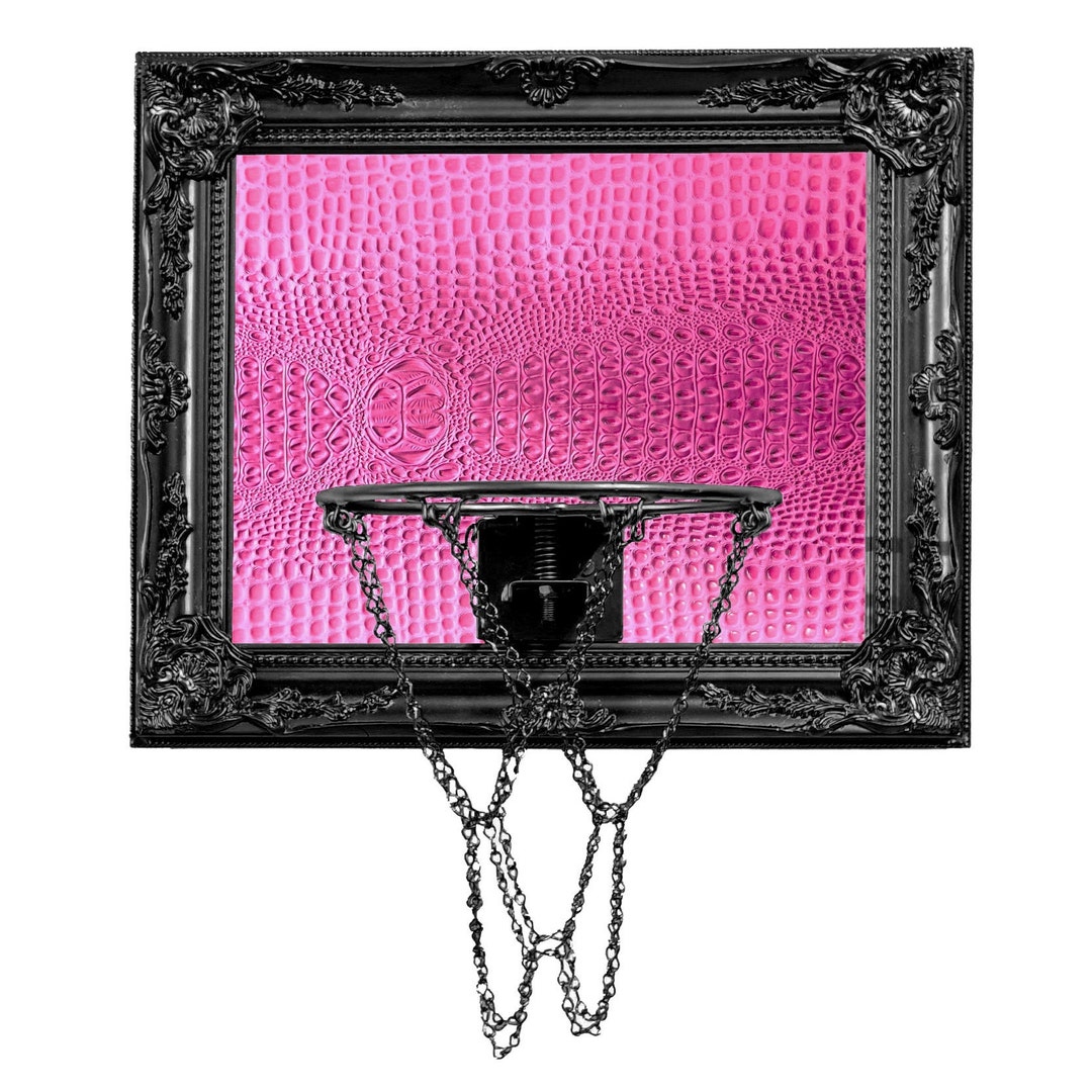 Pink Alligator Leather Mini Basketball Hoop: Black Chain Net & Rim - Etsy