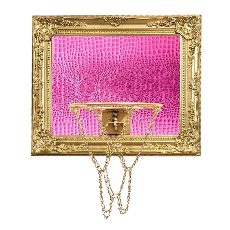 Pink Alligator Leather Mini Basketball Hoop: Gold Chain Net & Rim - Etsy