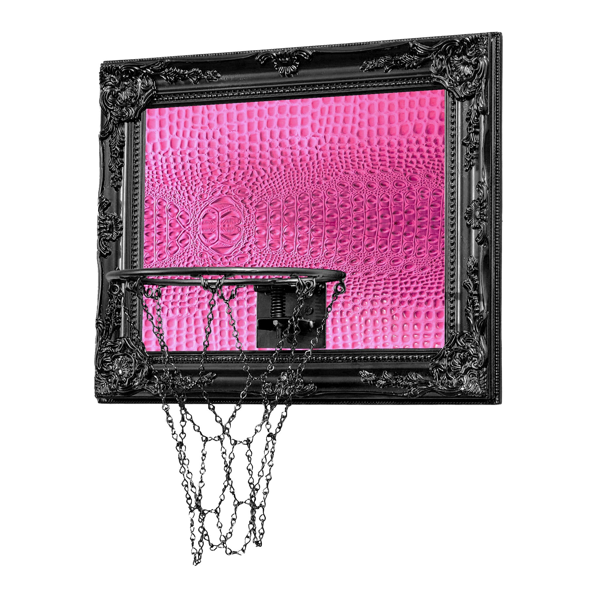 Pink Alligator Leather Mini Basketball Hoop: Black Chain Net & Rim - Etsy