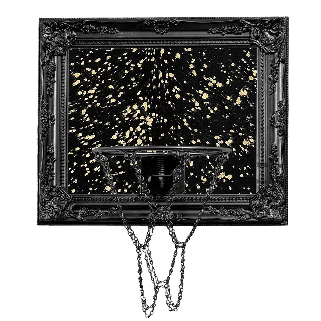 Gold Cowhide Mini Basketball Hoop: Black Chain Net & Rim - Etsy