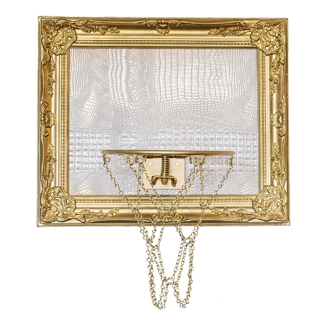 White Alligator Leather Mini Basketball Hoop: Gold Chain Net & Rim - Etsy