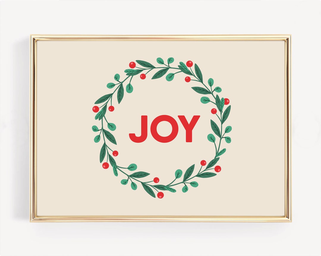 Joy Print, Joy Wreath Print, Joy Printable, Joy Wreath Printable, Joy ...