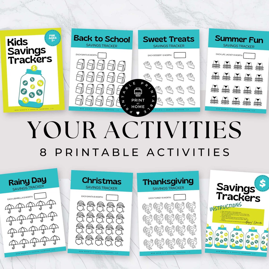 Kids Savings Tracker Printable, Money Saver Goals Challenge, Cash ...